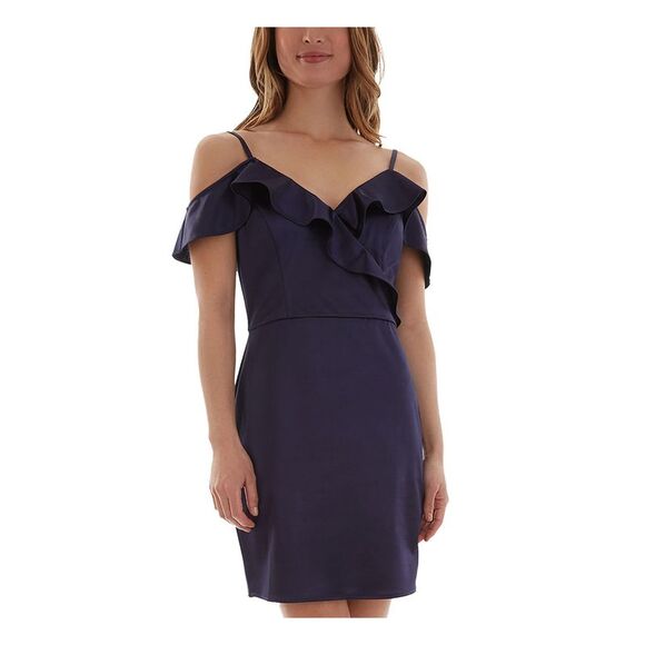BCX | Dresses | Bcx Dress Womens Asymmetrical Ruffle Short Sleeve Above ...